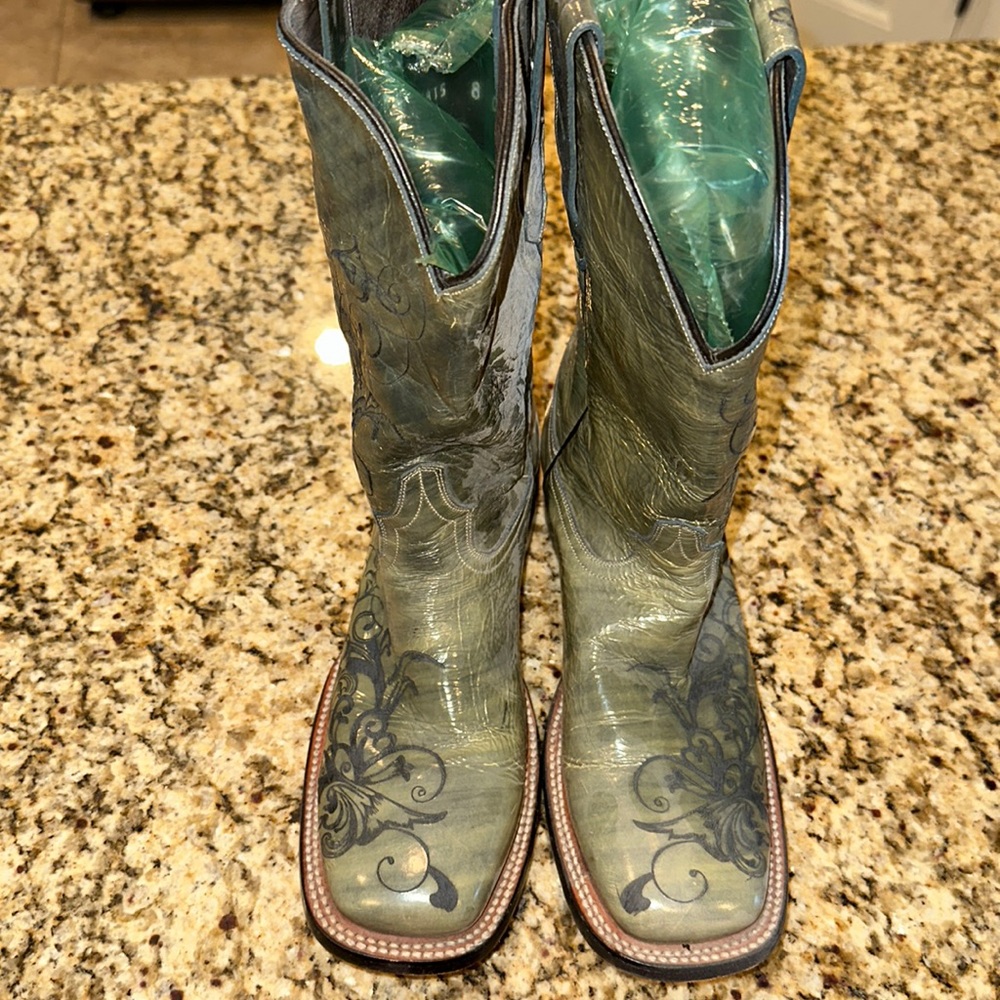Lucchese Spyker Ximena Laser Etched Western Boots - Gem